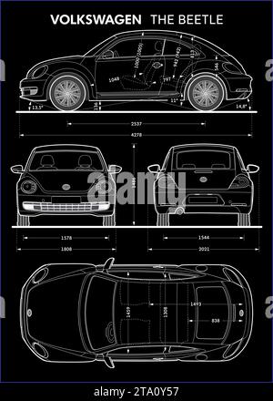 Volkswagen Beetle car blueprint Stock Photo - Alamy