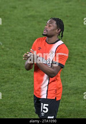 LUTON, ENGLAND - NOVEMBER 25: Teden Mengi of Luton Town celebrates ...