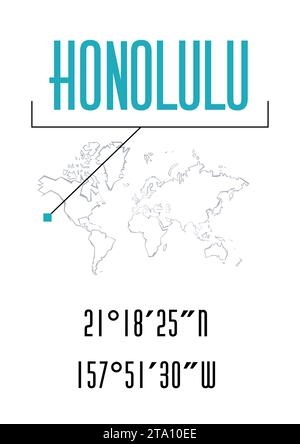 Modern City Map - Honolulu Hawaii city of the USA with neighborhoods ...