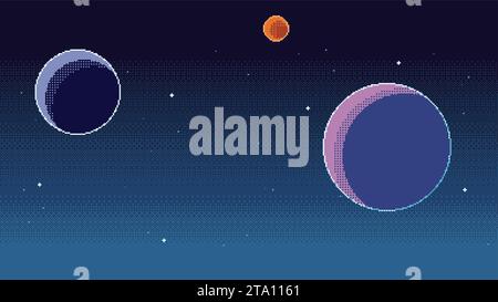 pixelated planet space stars background vector illustration Stock ...