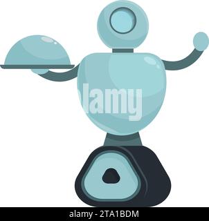 House robot waiter icon cartoon vector. Future plate. Ai chef online ...