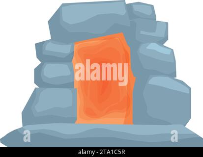 Rock stage portal icon cartoon vector. Teleport wizard frame. Stand ...