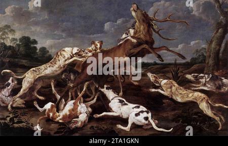 'Stag Hunt' by Paul de Vos and Jan Wildens, a 17th-century Flemish ...
