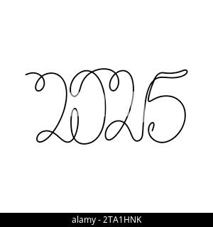 2025 year in single line style. One continuous line drawing. Vector ...