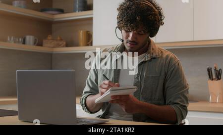Online Coaching. Indian Male Tutor Making Video Call With Laptop And ...