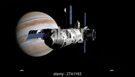 Space station in Jupiter's orbit Stock Photo - Alamy