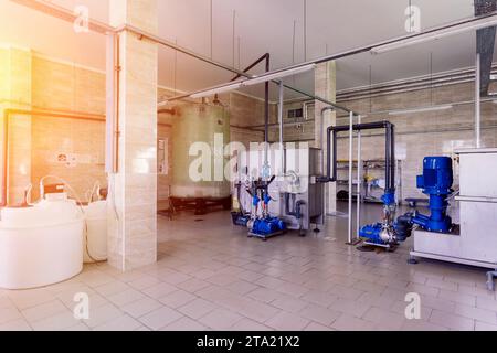 New boiler station, boiler room, engine room. Technical equipment Stock ...