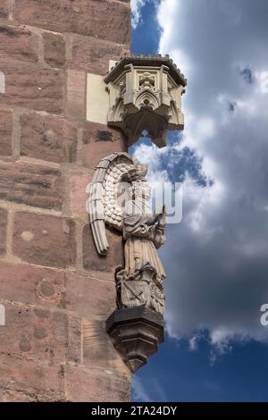 Angel figure on the Nassauer Haus, medieval residential tower, Lorenzer ...