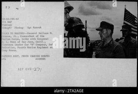 General William Westmoreland talks with troops of first battalion, 16th ...