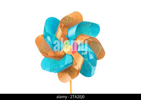 Colorful pinwheel isolated on the blue background with copy space Stock ...