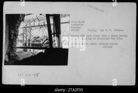 Marine Corps M48 tanks in action during the Vietnam War in 1968. The ...