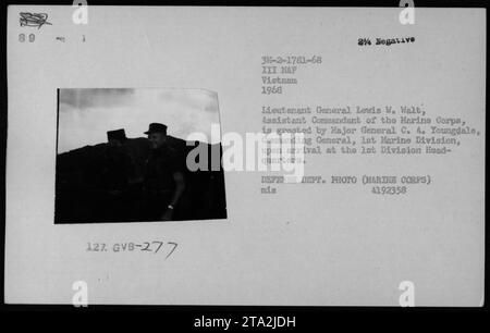 Major General Lewis W. Walt and staff officers hold a briefing ...