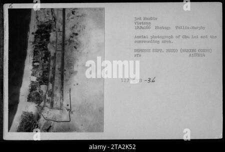 Aerial view of Chu Lai Airfield in Vietnam during the Vietnam War. The ...