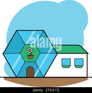 Flower shop facade vector illustration. Cartoon building exterior with ...