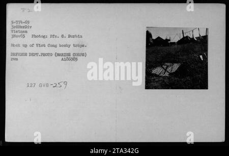 A mock-up of Viet Cong booby traps at the Mine Warfare School during ...