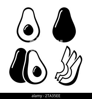 Half and slices avocado color line icon. Natural vegetable. Pictogram ...