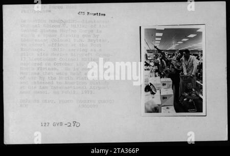 Released prisoner of war Lt. Col. Robert L. Stirm is greeted by his ...