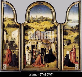 The Adoration of the Magi, a triptych by Hieronymus Bosch (c.1450-1516), oil on oak panel, c ...