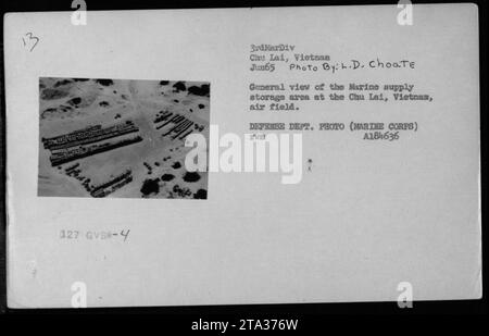 Aerial view of Chu Lai Airfield in Vietnam during the Vietnam War. The ...