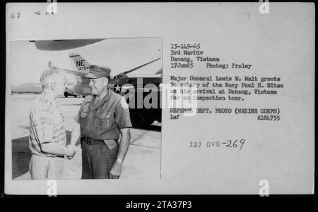 Major General Lewis W. Walt, Secretary of the Navy Paul H. Nitze, and ...