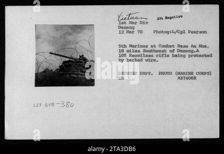 A photograph of a 106-mm recoilless rifle crew from the Third Marine ...