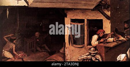 Netherlandish Proverbs (detail) 1559 by Pieter The Elder Bruegel Stock ...
