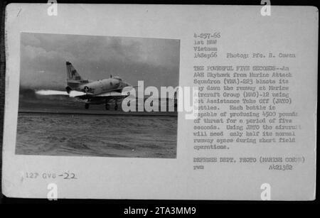 A Marine Attack Squadron 223 Skyhawk jet is catapulted off the ...