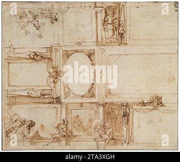 Sketch for the ceiling of the Galleria Farnese 1590s by Annibale ...
