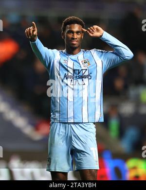 Haji Wright of Coventry City celebrates his goal to make it 2-3 during ...