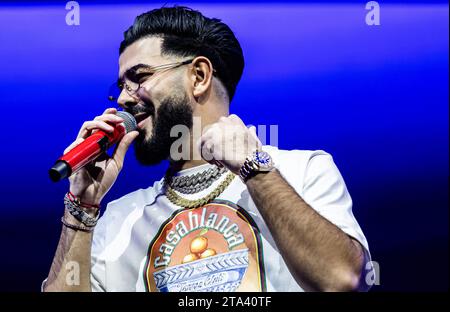 AMSTERDAM - The Moroccan Antwerp resident Dystinct (born as Ilias Mansouri) during a performance ...