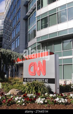 Exterior view and signage of CNN's news bureau in NE Washington, D.C ...