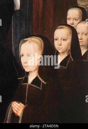 The 'Triptych of Jean Des Trompes' by Gerard David features a detailed ...
