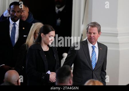 Georgia Gov. Brian Kemp arrives for the State of the State on Thursday ...