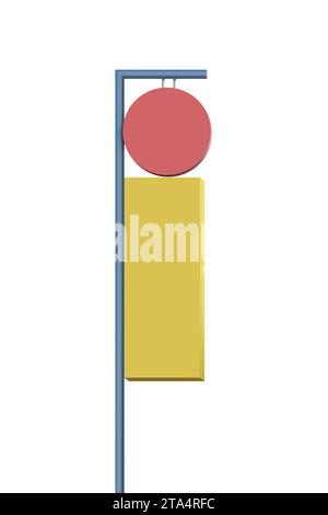 Empty round and square signboard for copy space isolated over white ...