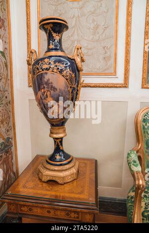 blue with gold elegant traditional venetian mask over white background ...