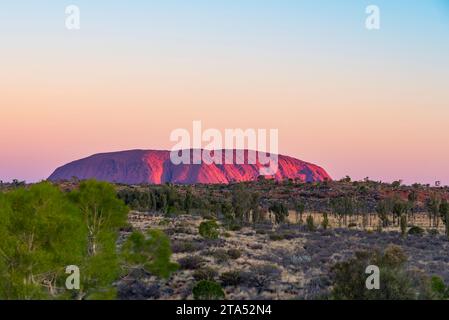 A late afternoon distant image of Uluru from Ayers Rock Resort viewing ...