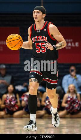 Utah guard Gabe Madsen (55) during the first half of an NCAA college ...