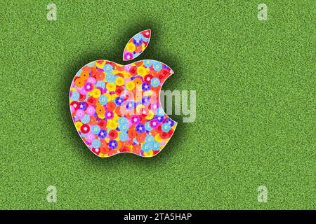 Logo of Apple Computers, text designed by Andreas Mallinckrodt Stock ...