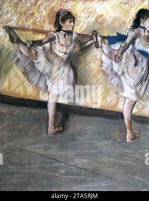 'Two Dancers at the Bar' by Edgar Degas depicts two ballet dancers at ...