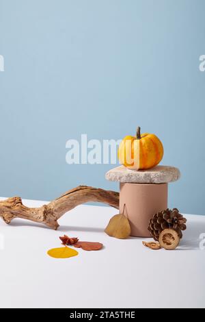 Happy Thanksgiving Day with pumpkin and nut on wooden table Stock Photo ...