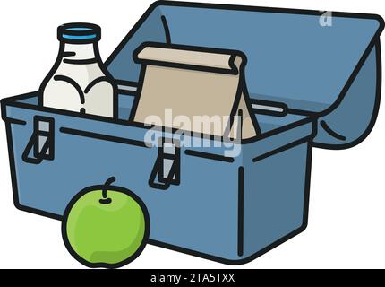 Lunchbox with milk, paperbag and apple vector illustration for Pack ...