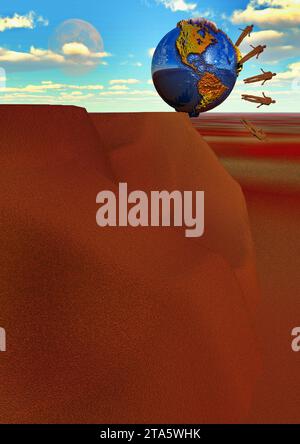 The Earth & Humanity Falling Off A Cliff Stock Photo - Alamy