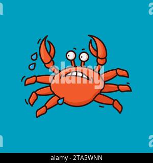 Crab running in fear cartoon vector löine icon for Crab Meat Day on ...