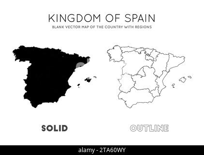 Vector blank map of Spain with regions and territories and ...