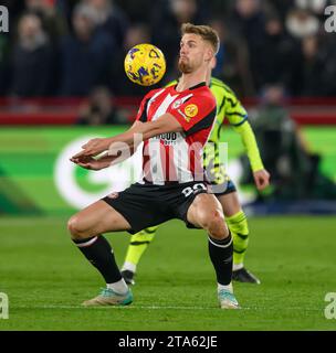 Brentford's Kristoffer Ajer during the Premier League match at Stamford ...