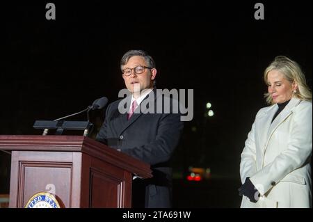 House Speaker Mike Johnson and his wife, Kelly Lary, arrives in ...