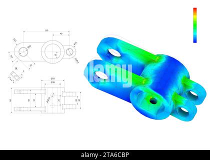 finite element method, FEM, and technical drawing crankshaft, testing ...