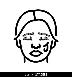 Blood on sad woman face color line icon. Injuries concept. Pictogram ...