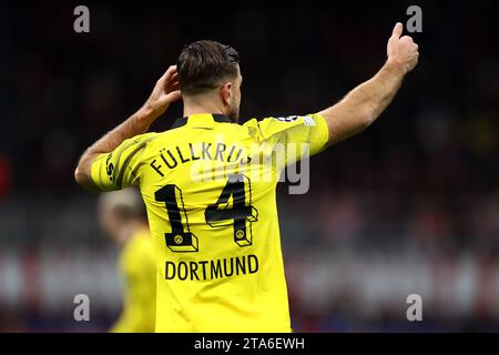 Niclas Fullkrug of AC Milan gestures during the Serie A football match ...