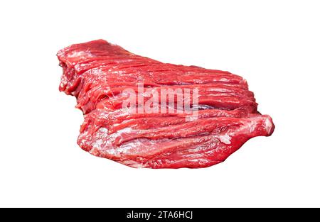 Raw Game meat of Venison dear, meat steak. Isolated on white background ...